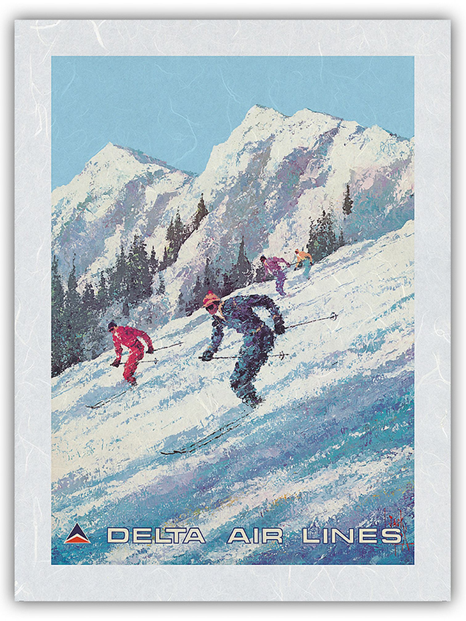 Skiing - Mountain Ski Slope - Delta Air Lines - Vintage Airline Travel ...