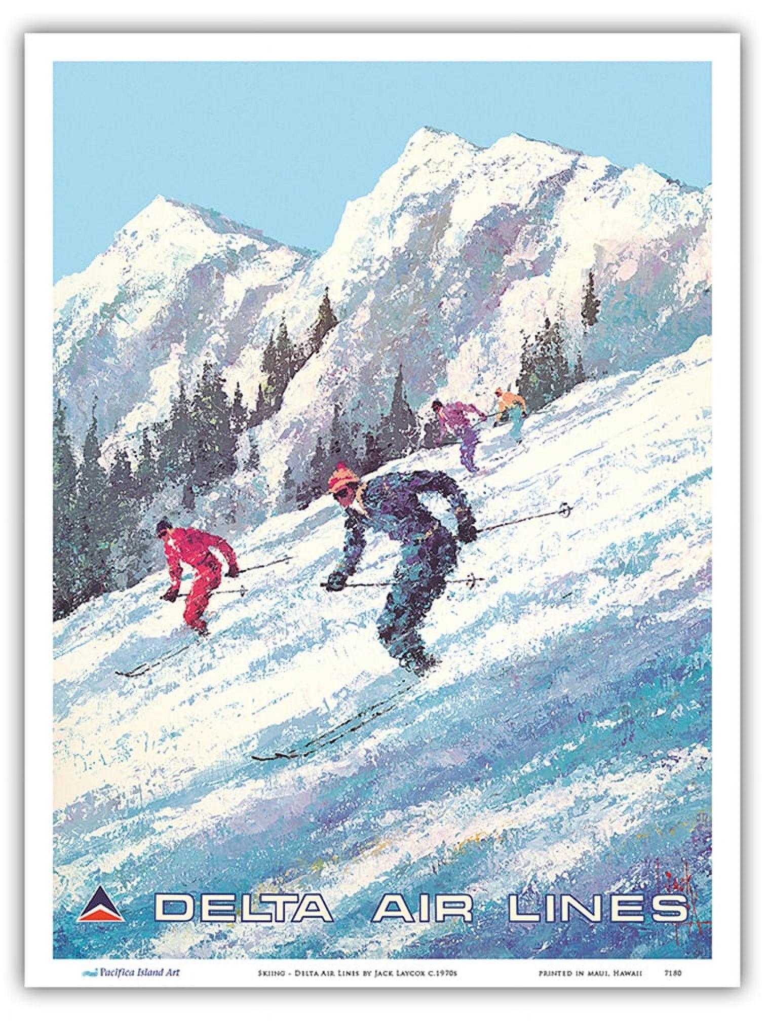 Skiing - Mountain Ski Slope - Delta Air Lines - Vintage Airline Travel ...