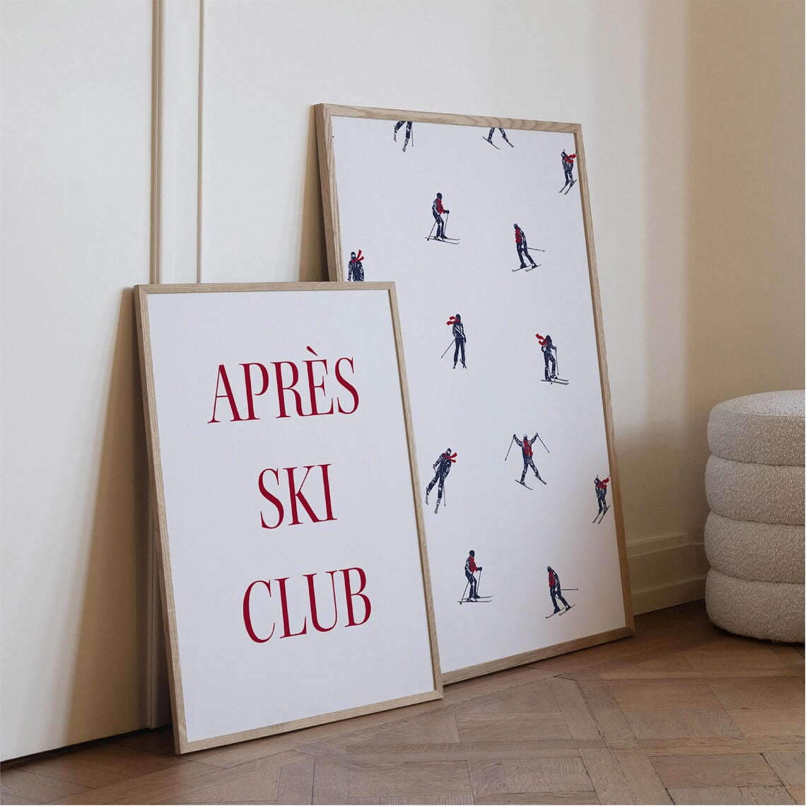 Skiing Pattern Print, Cosy Vintage Cabin Wall Art Home Decor #967 ...