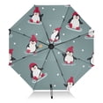 Skiing Penguin Pattern Umbrella Folding Sun Umbrella Travel Auto Open ...