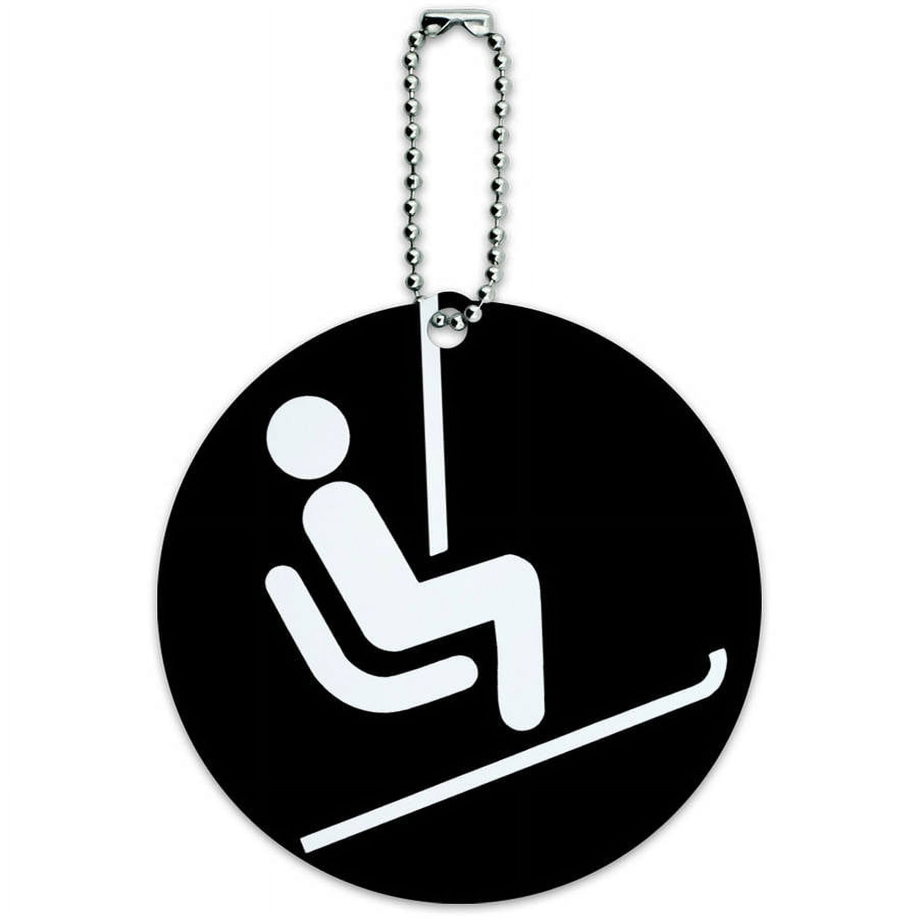 Skiing Ski Lift Round Luggage ID Tag Card for Suitcase or Carry-On ...