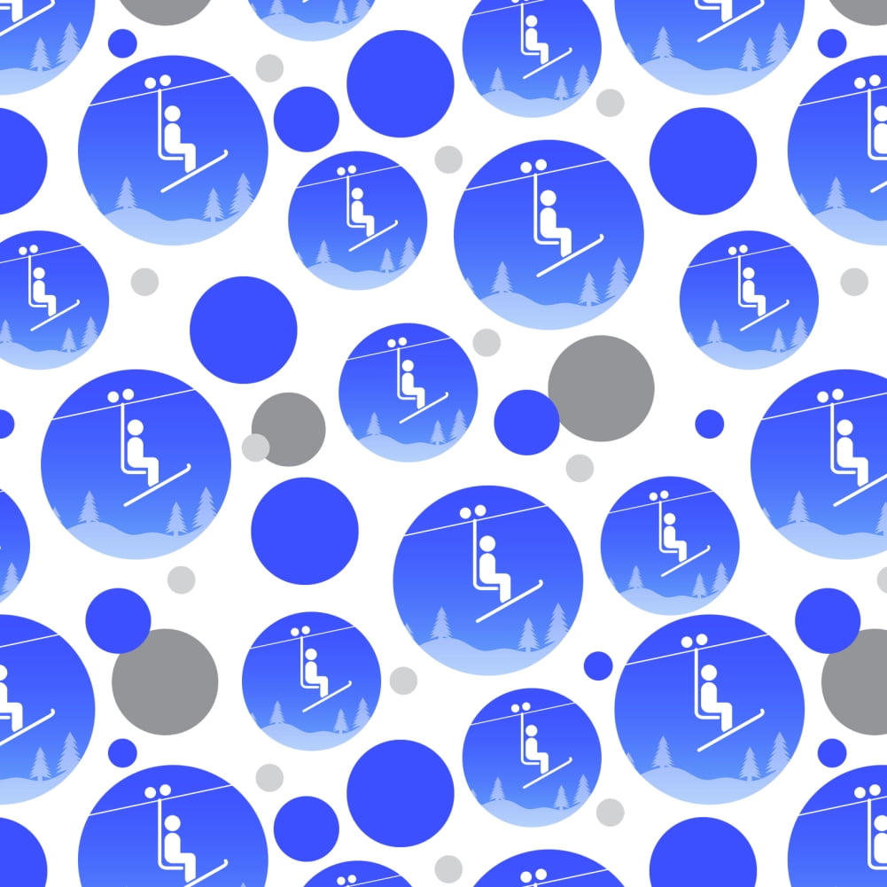 Skiing Ski Lift Symbol in Snow Premium Gift Wrap Wrapping Paper Roll ...