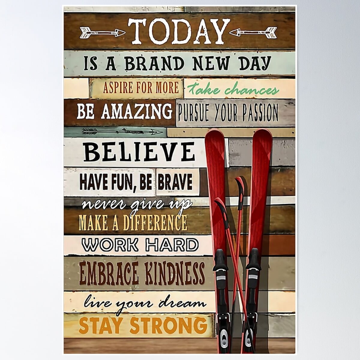 Skiing Today Is A Brand New Day Poster Wall Art, Modern Wall Decor For ...