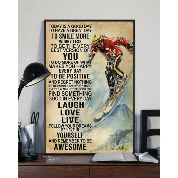 Skiing Today Is Good Day Vertical Poster Matte Wall Art Decor 16 x 24 ...