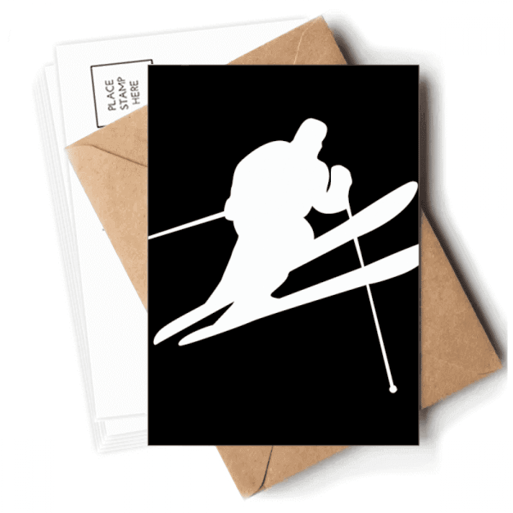 Skiing Winter Sport Black Outline Postcards Envelopes Blank Note Cards ...