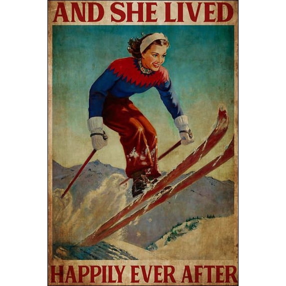 Skiing and she lived happily ever after poster 24 x 36 Inch Poster ...