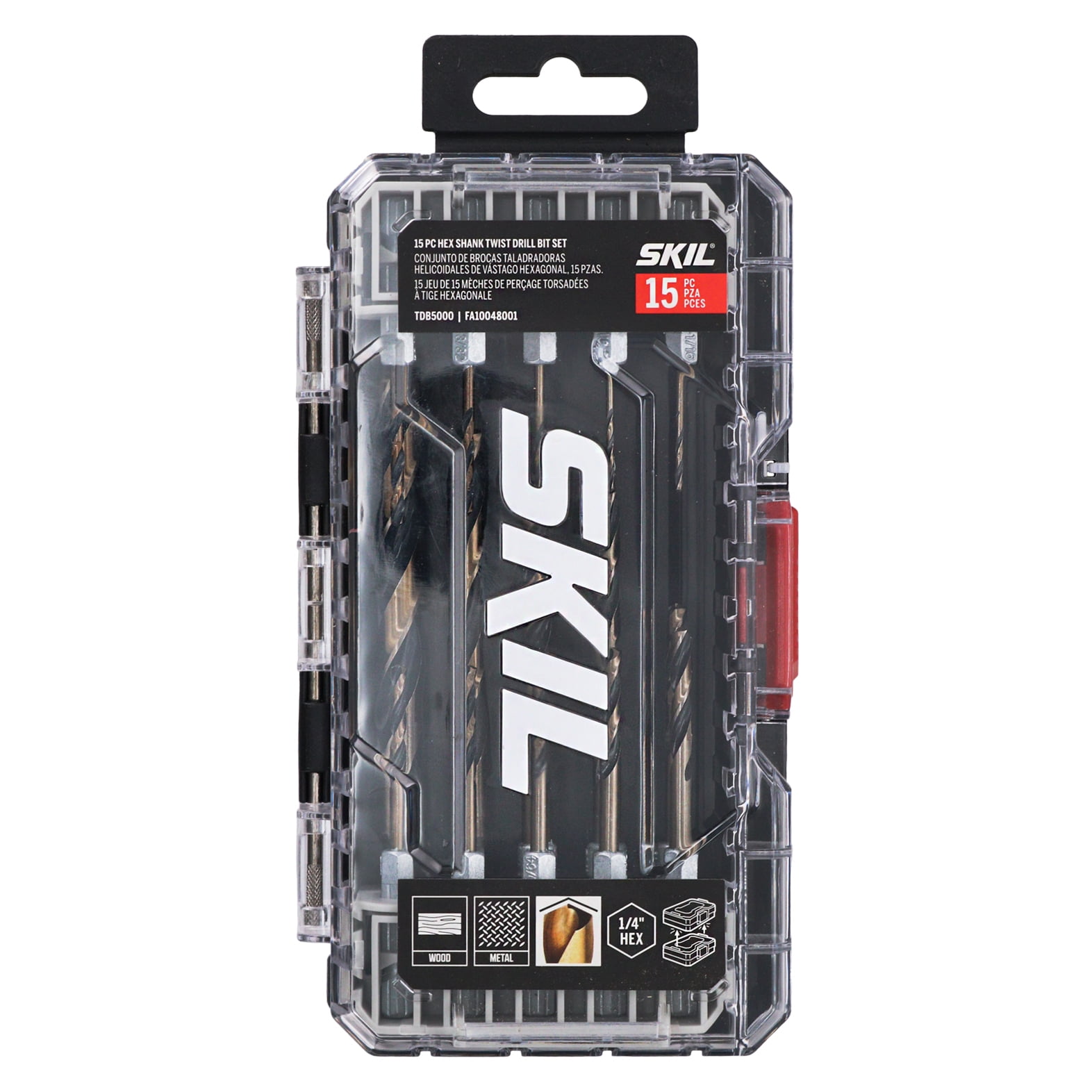 SKIL TDB5000 15pcs Hex Shank Twist Drill Bit Set for ¼-inch Hex Shank ...