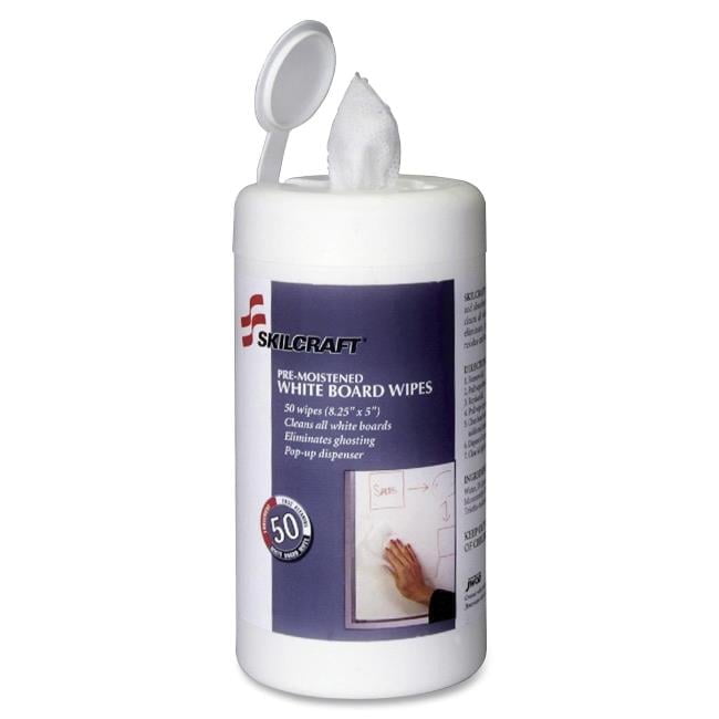 Skilcraft NSN4541159 Pre-Moistened Whiteboard Wipes, White - 50 Count ...