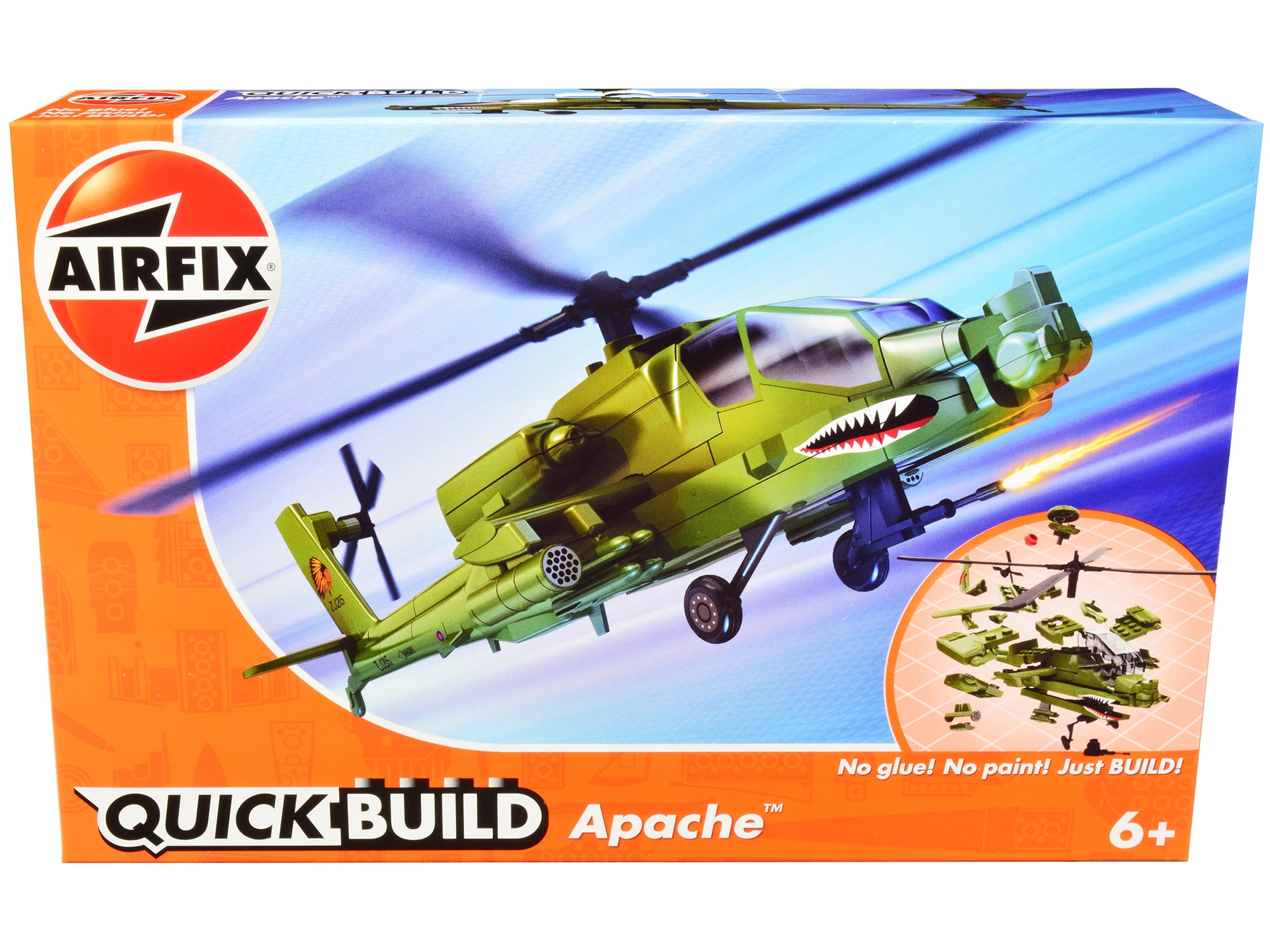 Skill 1 Model Kit Apache Snap Together Painted Plastic Model Helicopter ...