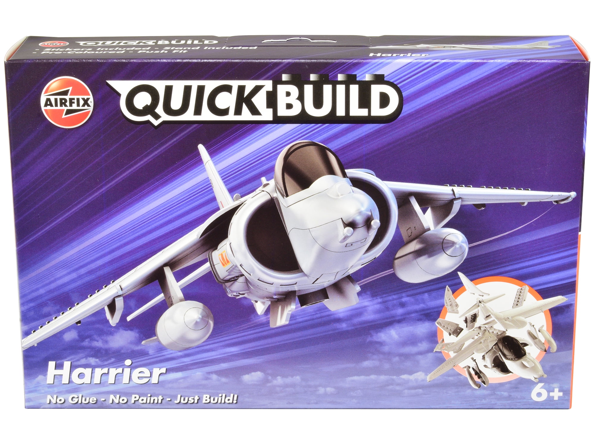 Skill 1 Model Kit Harrier Jump Jet Snap Together Painted Plastic Model ...