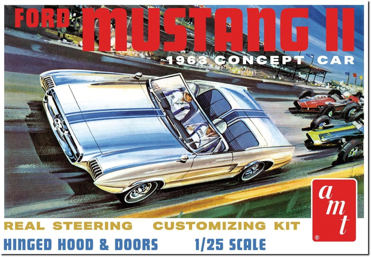 Skill 2 Model Kit 1963 Ford Mustang II Concept Car 1/25 Scale Model by ...