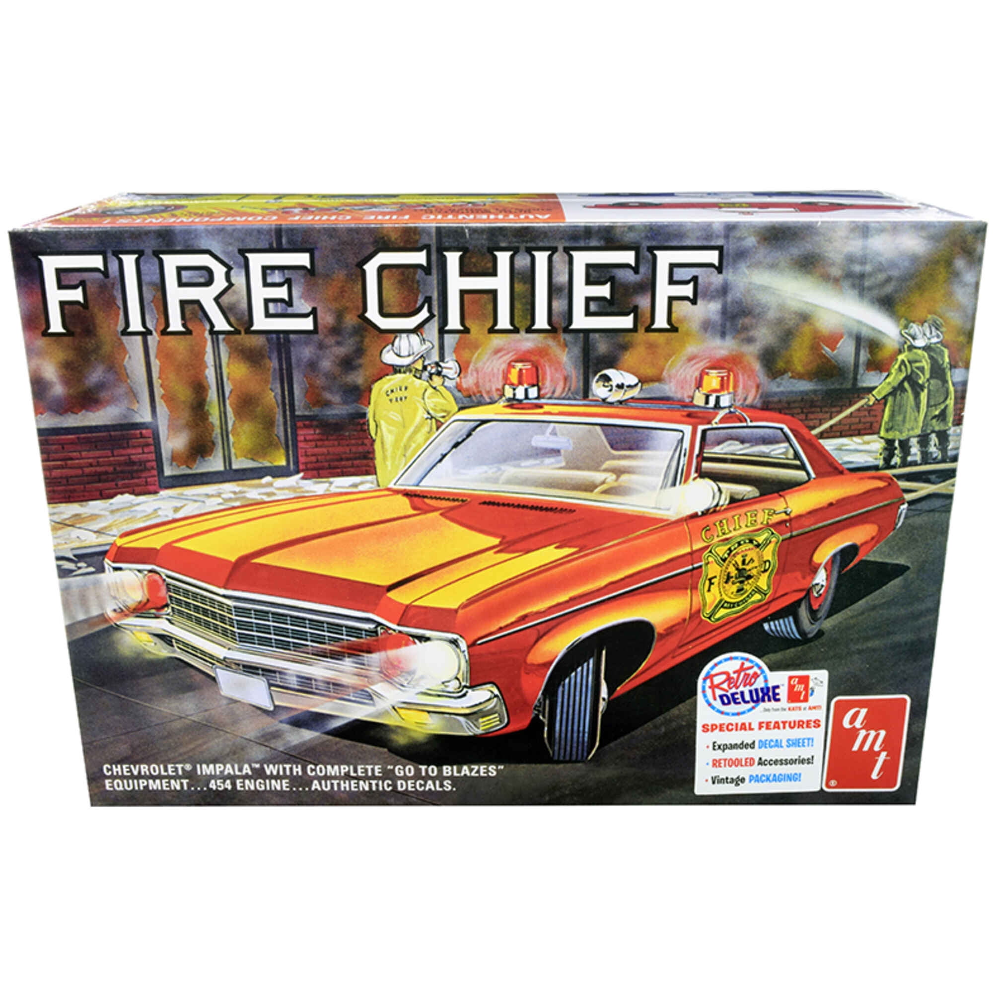 AMT 1/25 1970 Chevy Impala Fire Chief Model Car Toy with Accessories ...