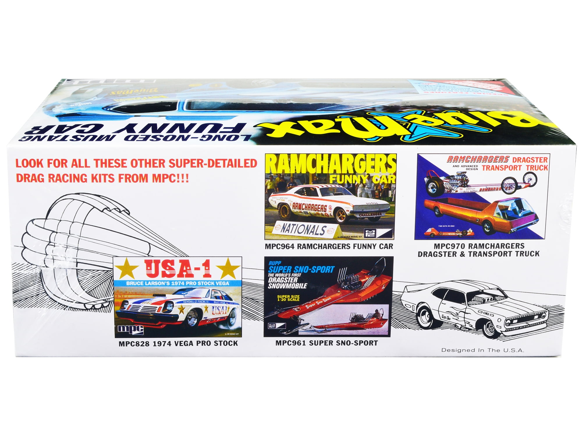 Skill 2 Model Kit "Blue Max" Long Nose Mustang Funny Car 1/25 Scale ...
