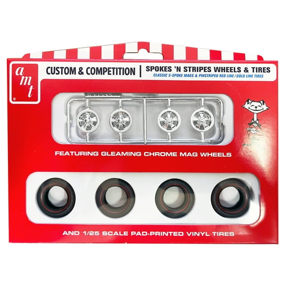 Skill 2 Model Kit "Spokes 'N Stripes" Wheels and Tires Set of 4 Pieces ...