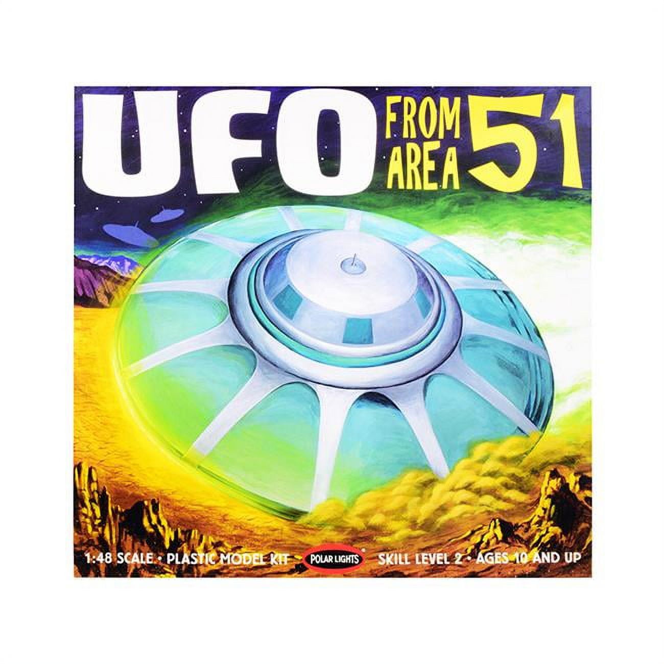 Skill 2 Model Kit UFO from Area 51 with 2 Aliens and 1 Guard Figurines ...