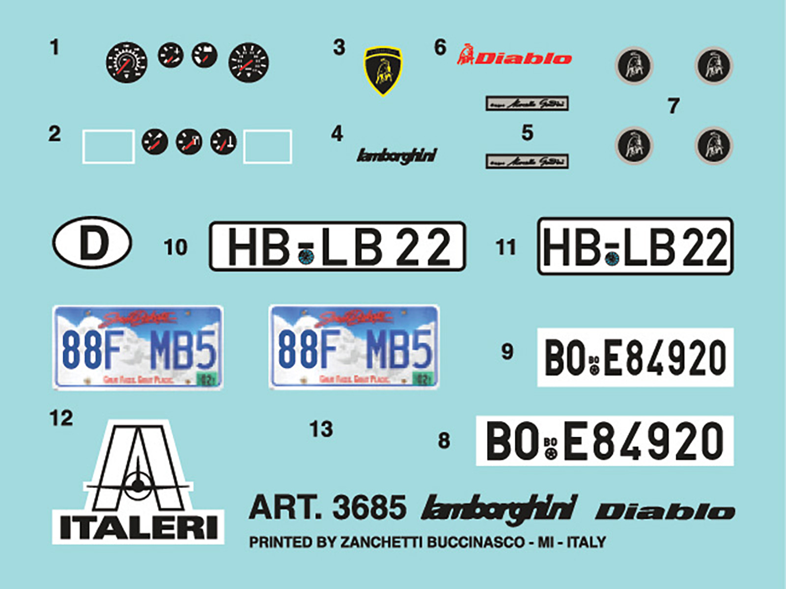 Skill 3 Model Kit Lamborghini Diablo 1/24 Scale Model by Italeri ...