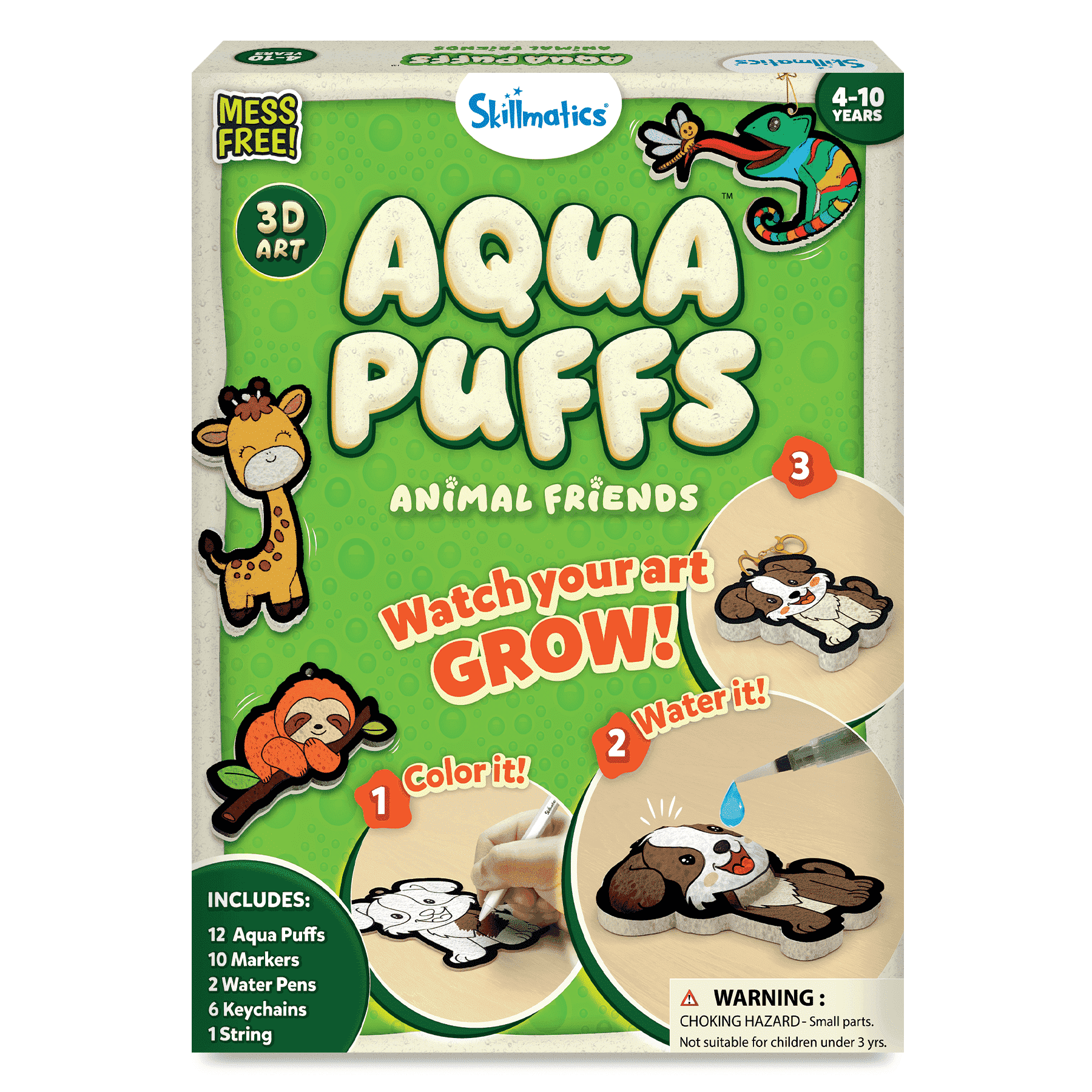 Skillmatics Aqua Puffs - 3D Art Kit, Animals, Mess-Free Painting Craft ...