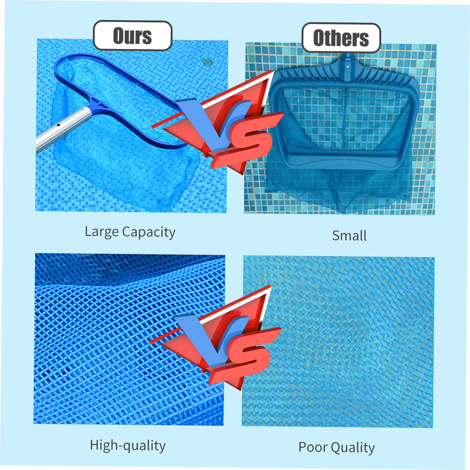 Skimmer Net,Rake Pool Ponds With Pole Removal Heavy-duty Frames Mesh ...