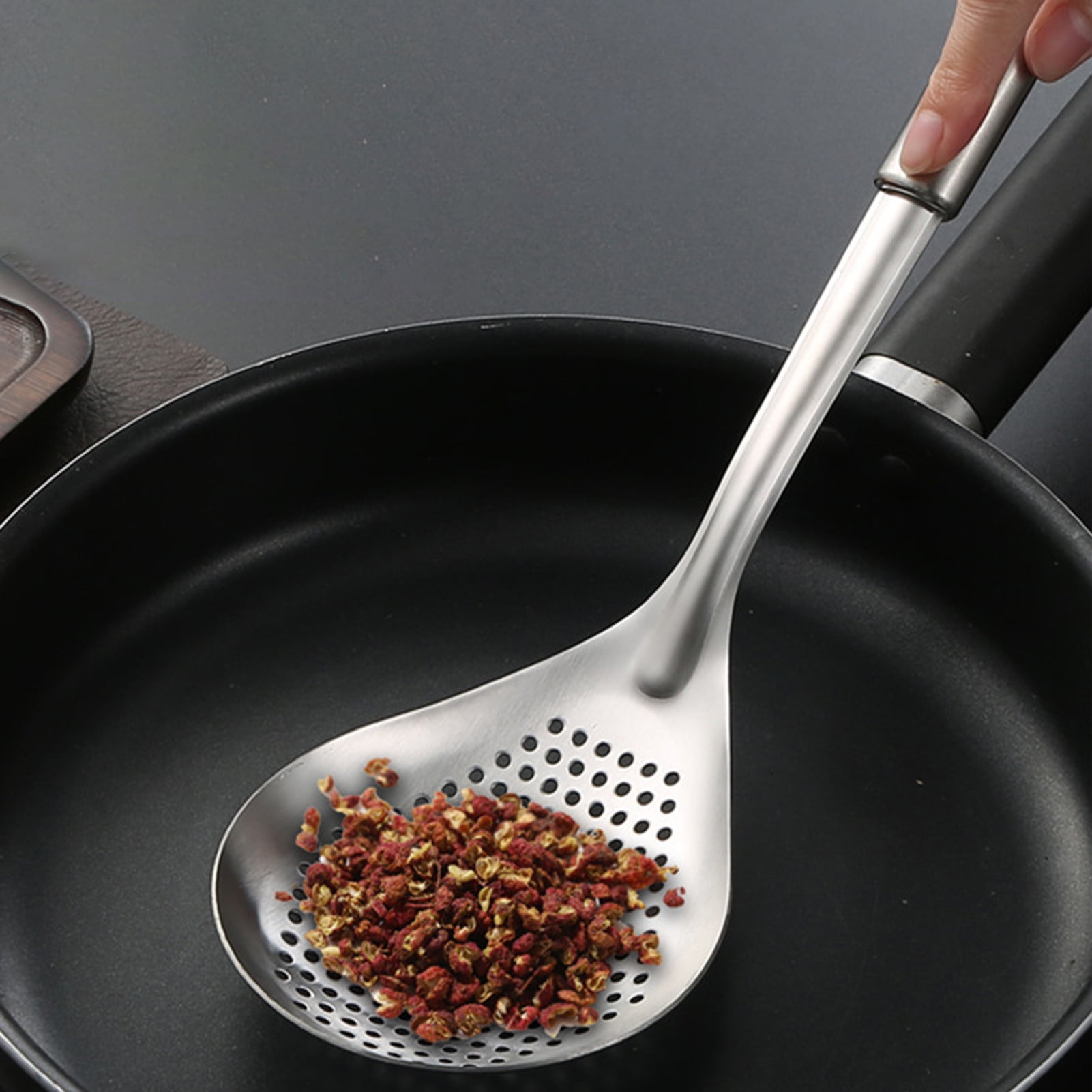 Skimmer Slotted Spoon - 14.5in Small 304 Stainless Steel Strainer ...