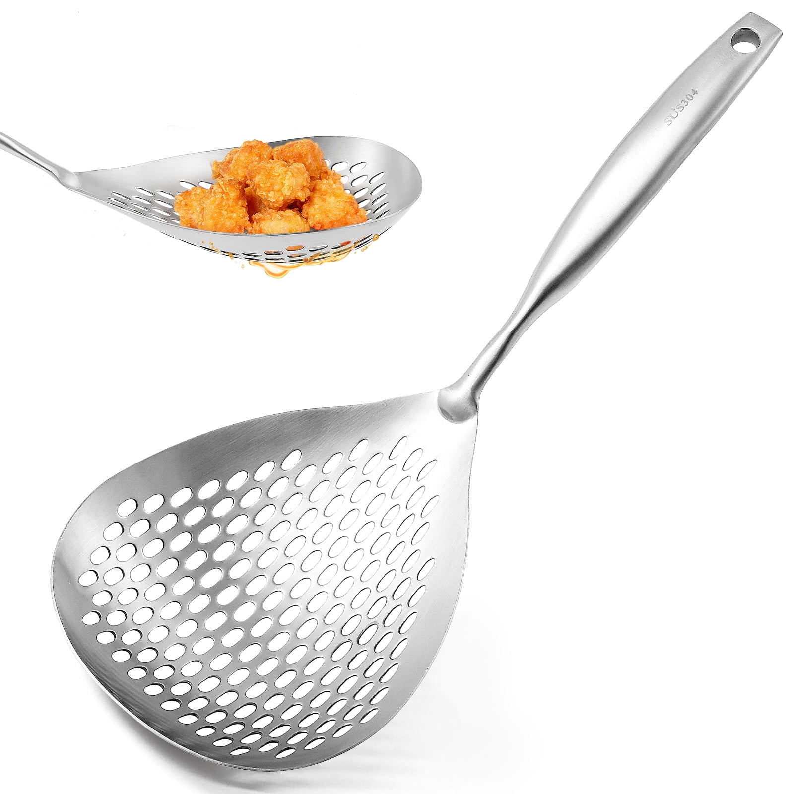 Skimmer Slotted Spoon Easy to Clean Solid Stainless Steel Skimmer Ladle ...