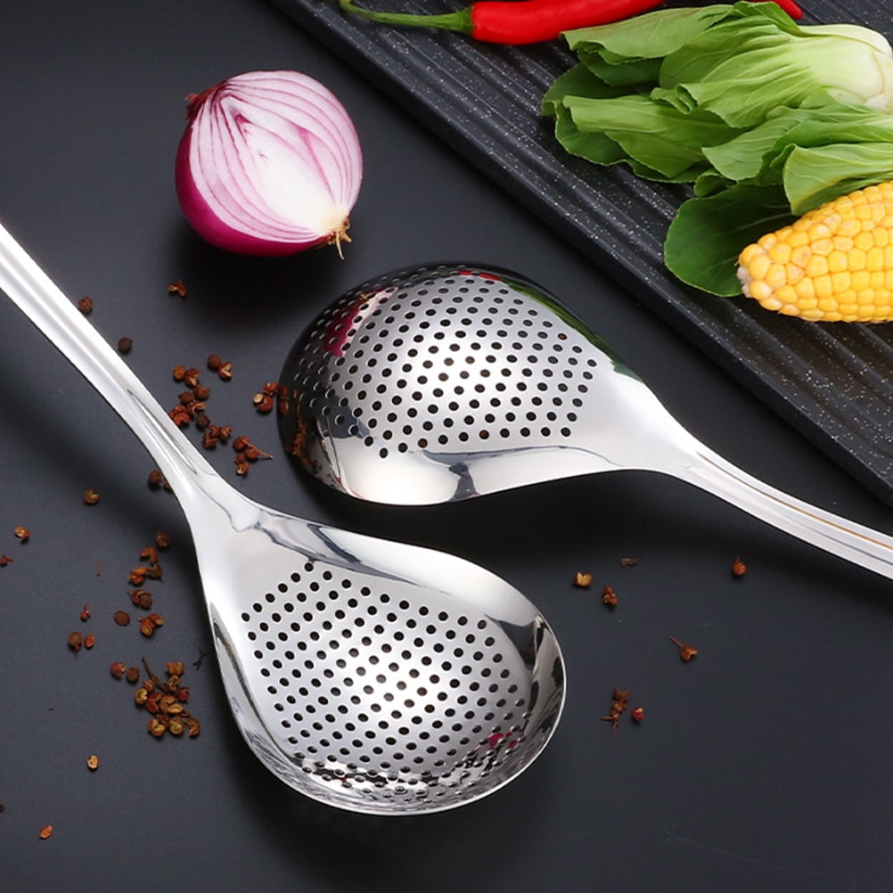 Stainless Steel Slotted Skimmer Spoon with Handle for Frying, Draining ...