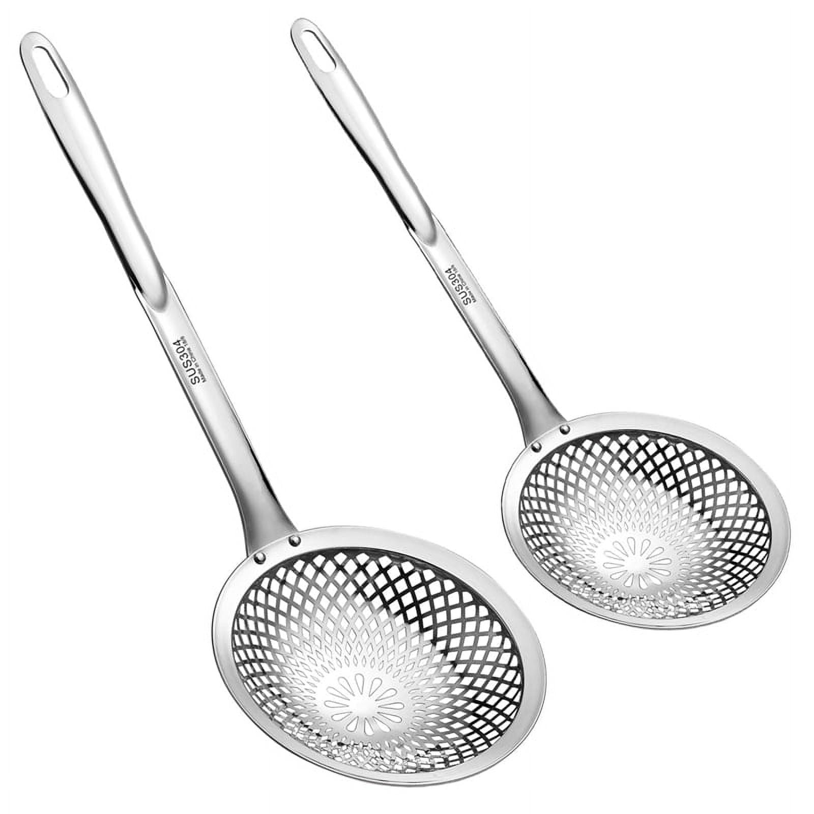 Skimmer Spoon,304 Stainless Steel Strainer Spoons, Metal Cooking Deep ...