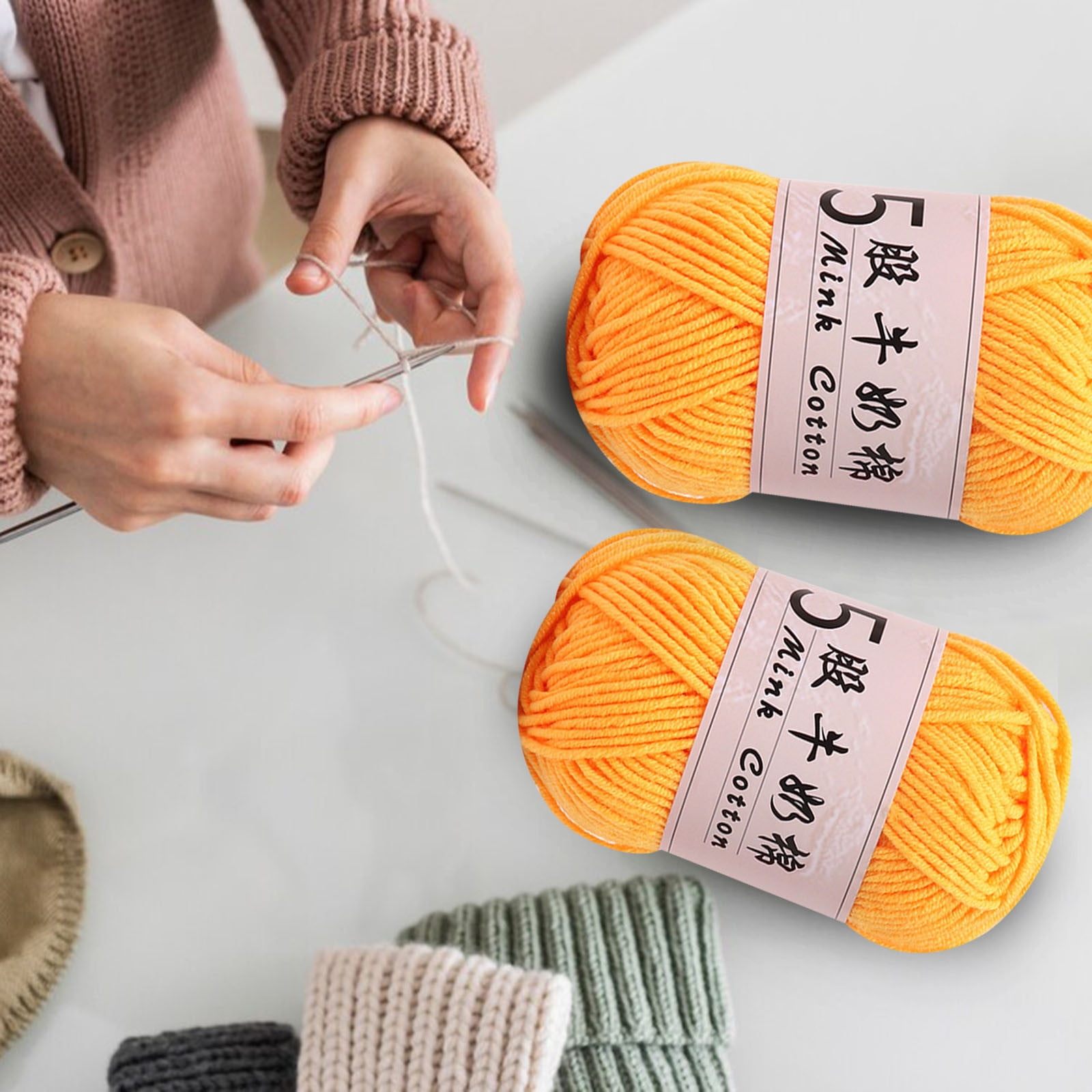 5 Strands Milk Cotton Crochet Yarn, 50G 325M Soft Acrylic Knitting ...