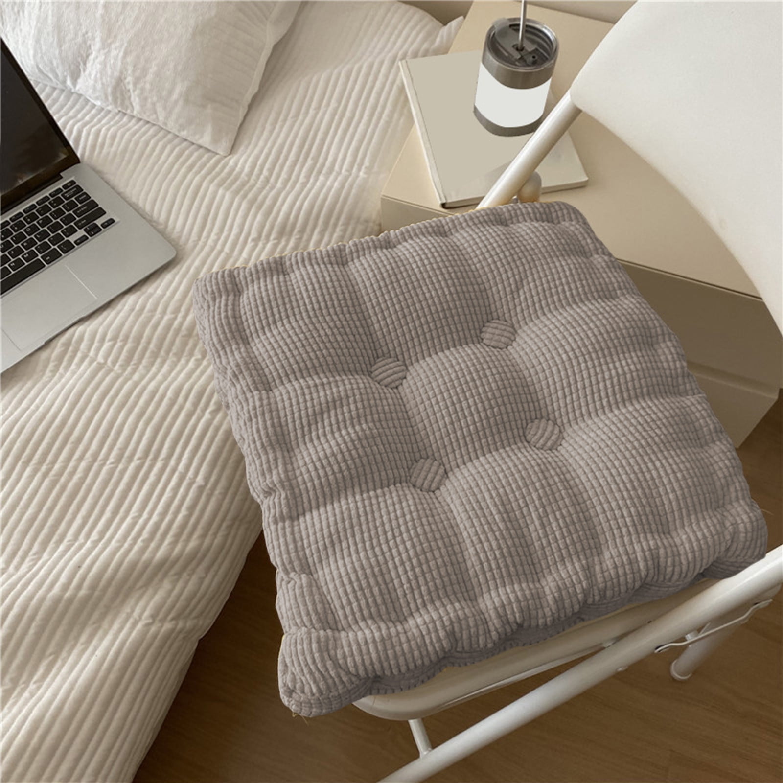 Skimskl Corduroy Cushion, Soft Supportive Seat Pad, Stylish Gray Floor ...