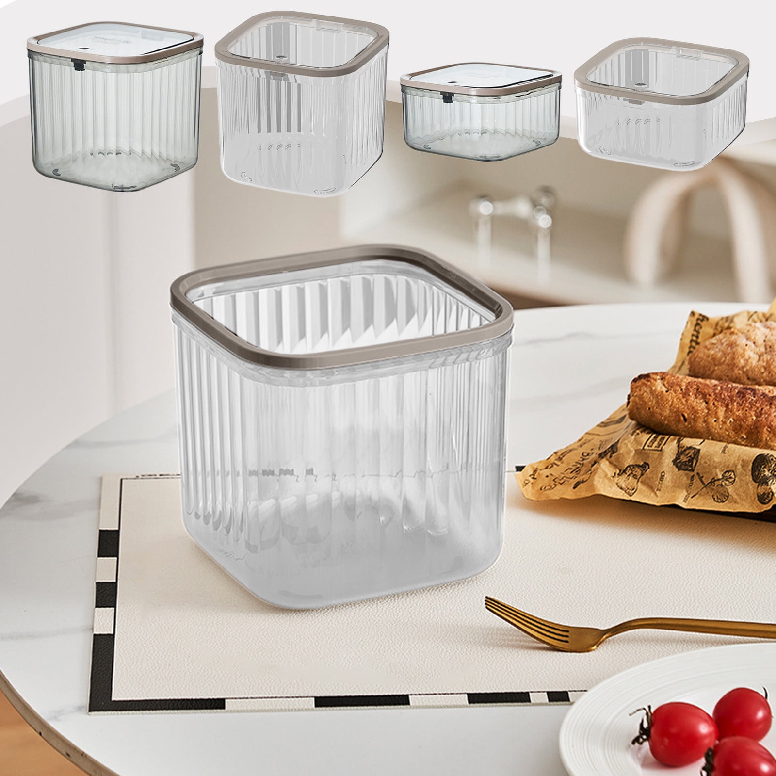 Skimskl Gray Mini Desktop Trash Can, Press Lid Sundry Storage Organizer ...