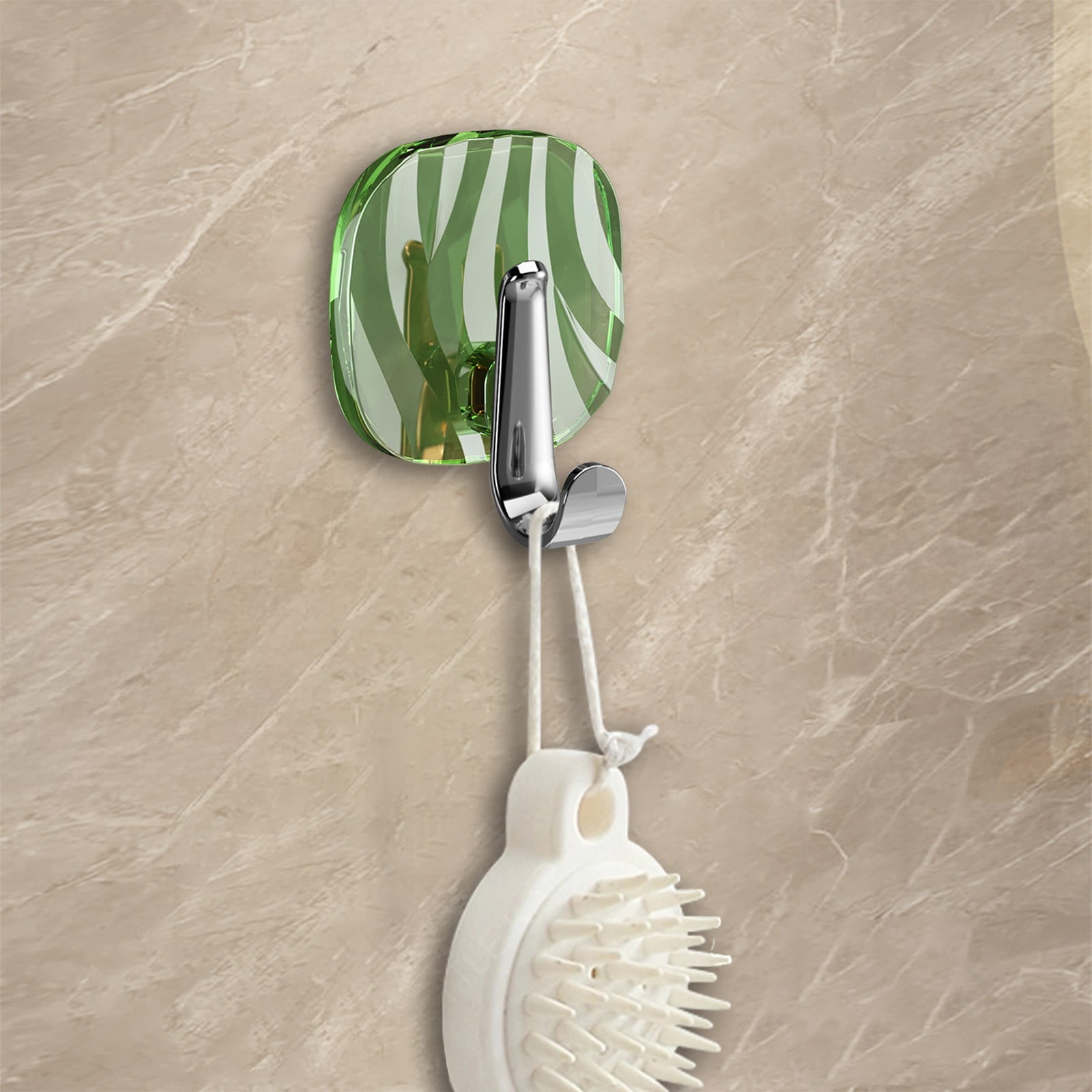 Skimskl Green Plastic Adhesive Hook, No Punching Strong Kitchen Clothes ...