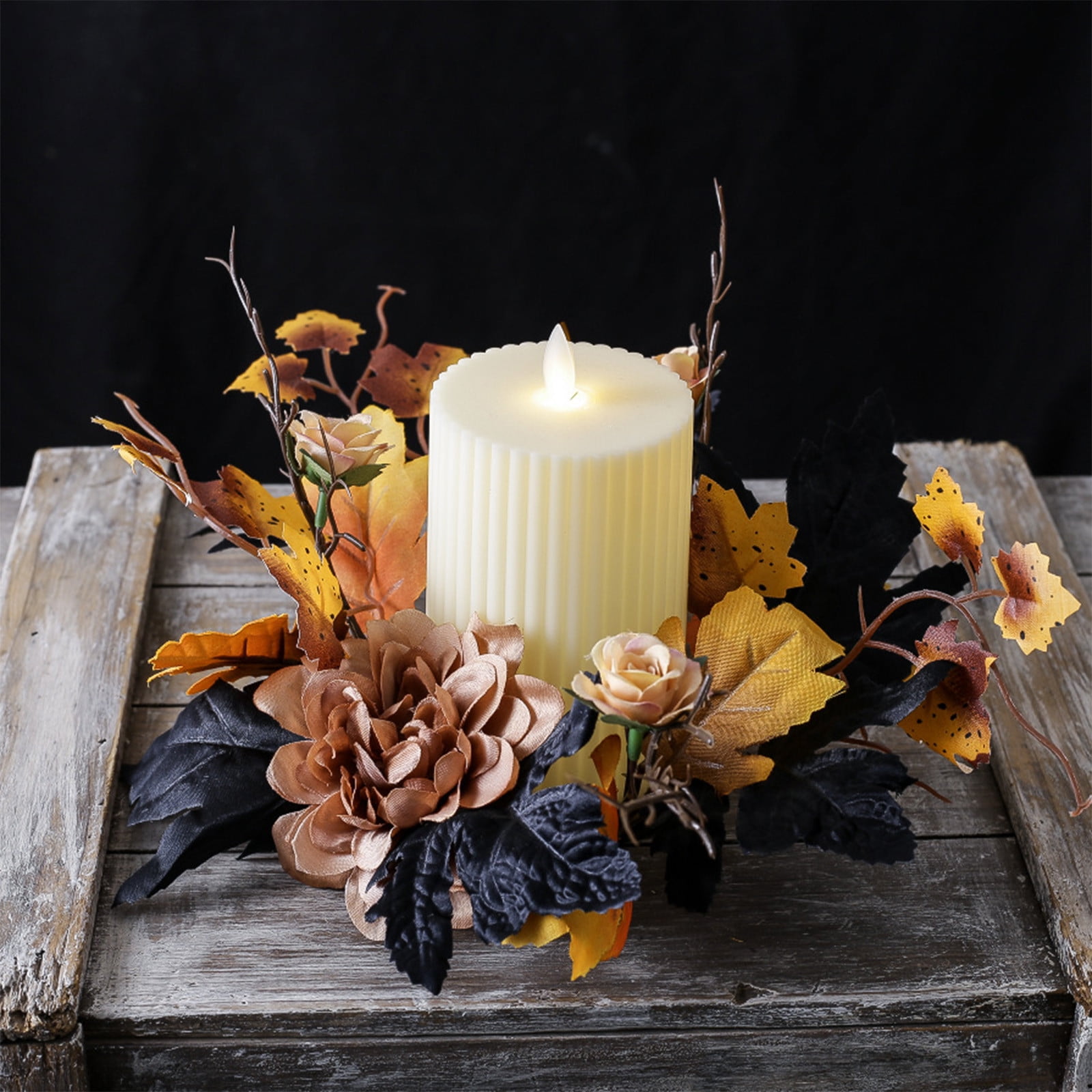 Skimskl Halloween Candle Wreath Decoration with Maple Leaves and ...