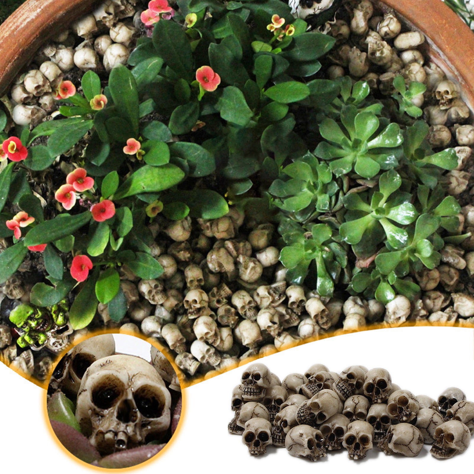 Skimskl Miniature Resin Skull Heads - 40-Piece Set for Halloween Decor ...