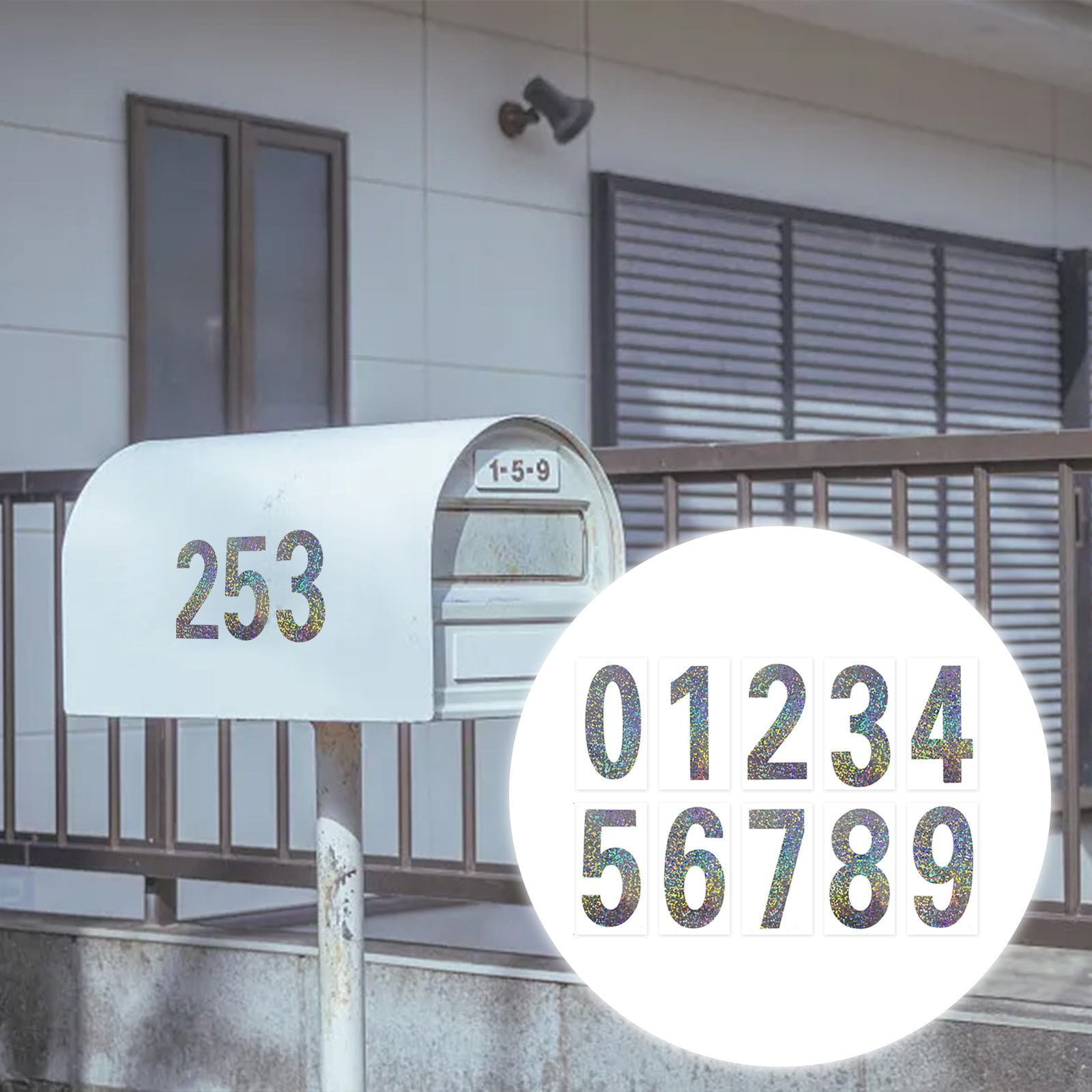 Skimskl Reflective Number Sticker Set, Digital Vinyl Mailbox Numbers ...