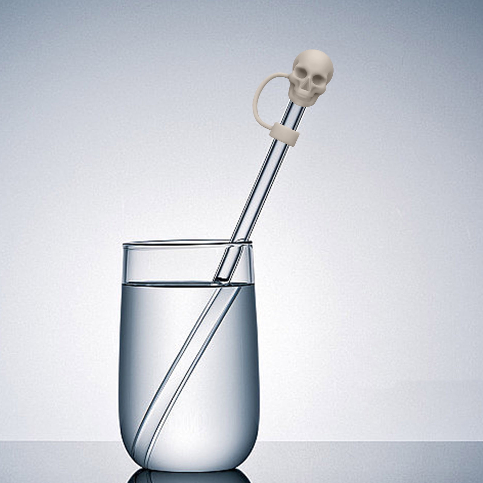 Skimskl Skull Silicone Straw Cap Set, Food Grade Silicones Ice Cup ...