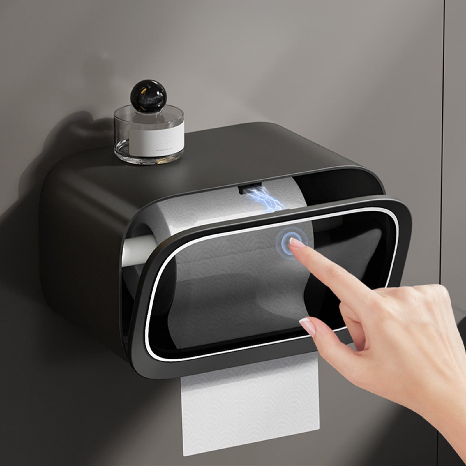 Skimskl Wall Mounted Tissue Box, No Drill Design Paper Roll Holder ...