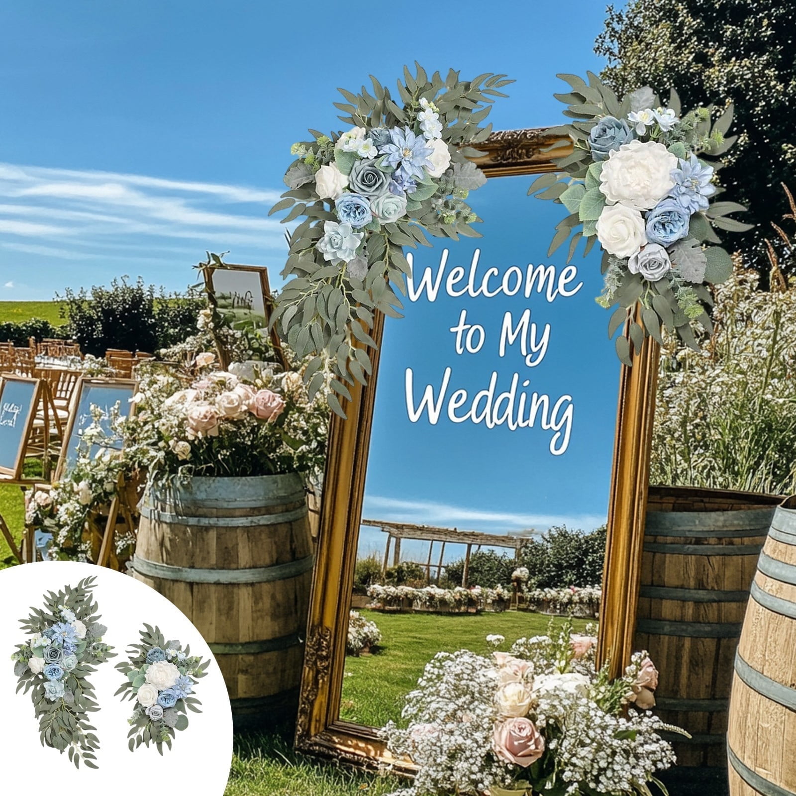 Skimskl Wedding Decoration Set, Realistic Simulation Flower Signboard ...