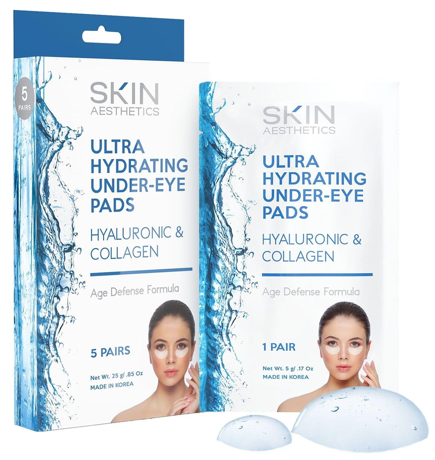 Skin Aesthetics Hyaluronic & Collagen Under Eye Patches - Reduces Eye ...
