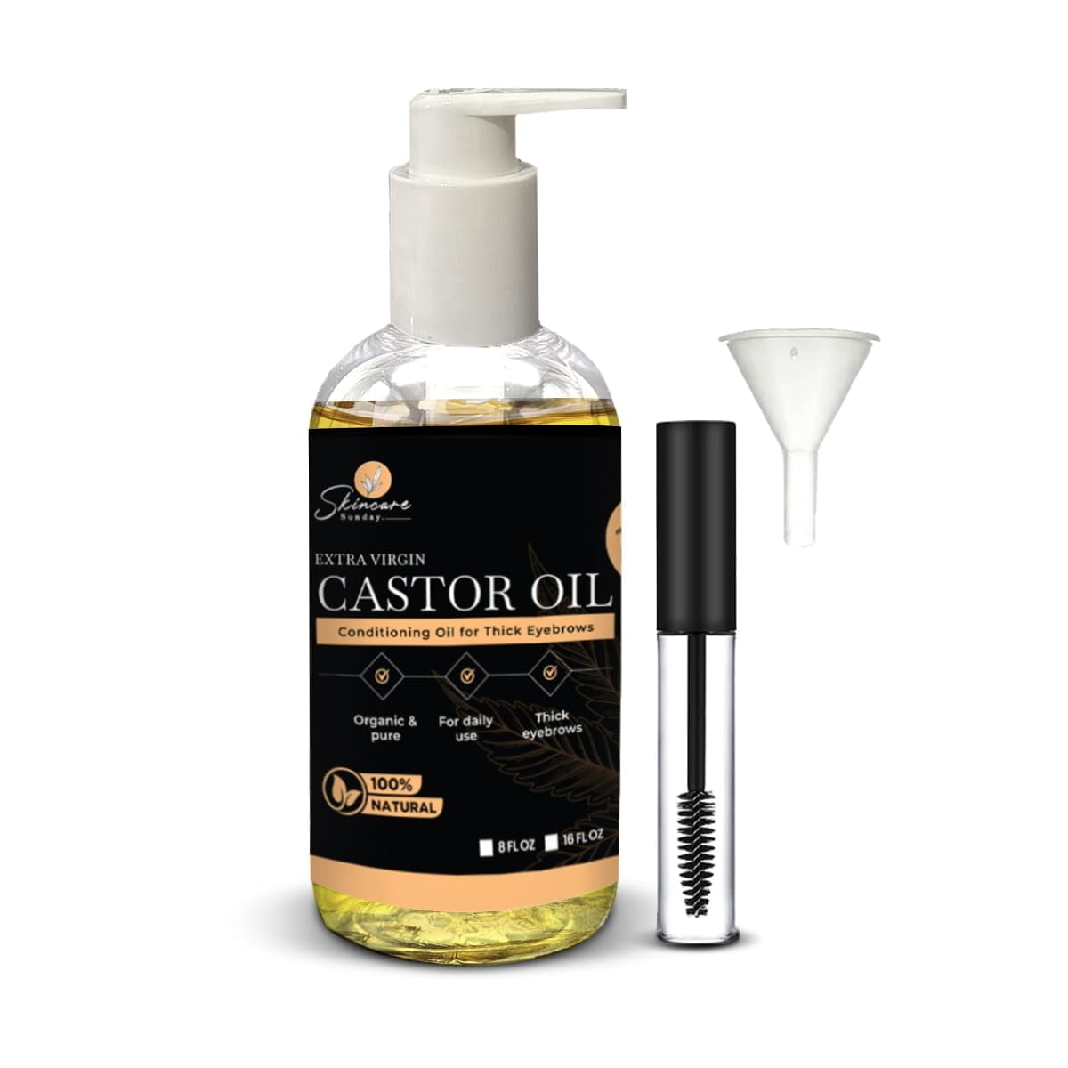 Skin Care Sunday USDA Organic Castor Oil for Eyebrows - 16 fl oz ...