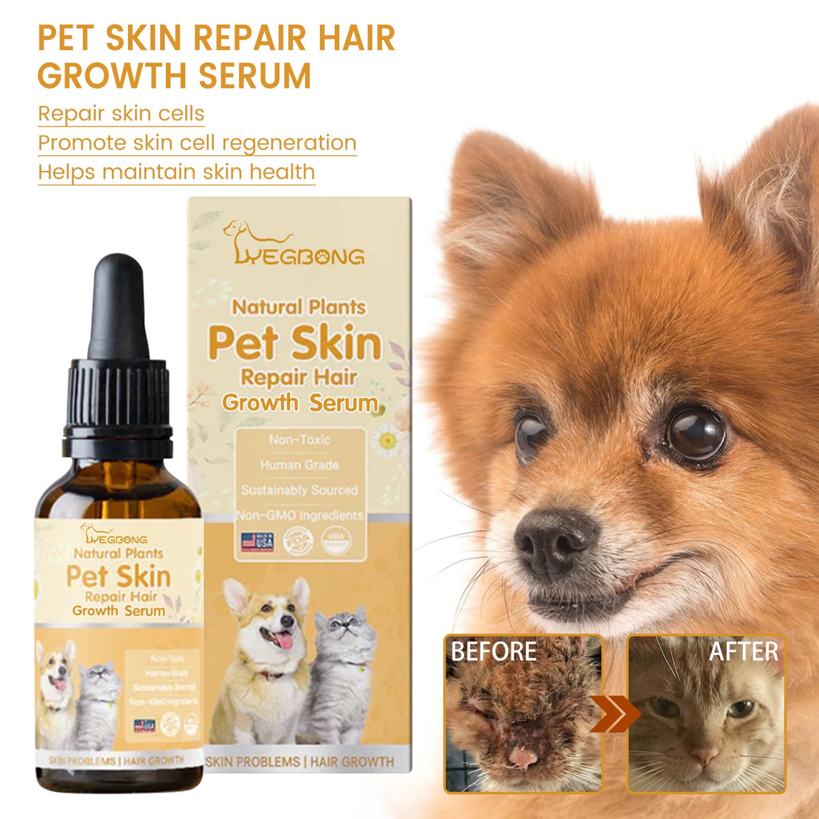 Skin and Coat Supplement for Dogs, Cats | Liquid Collagen for Dogs ...