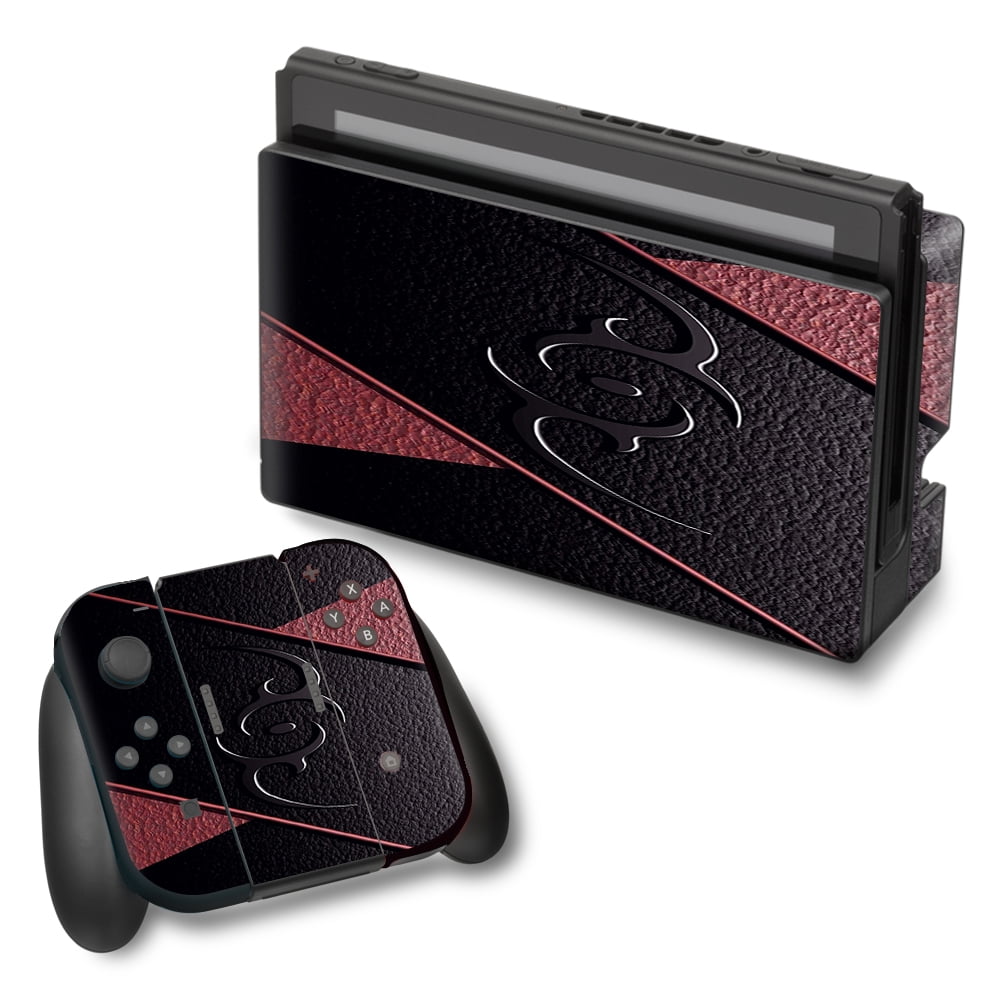 Skin Decal For Nintendo Switch Vinyl Wrap / Black Red Leather Hindu Om ...