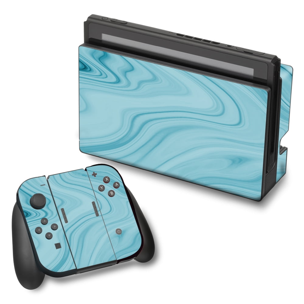 Skin Decal For Nintendo Switch Vinyl Wrap / Teal Blue Ice Marble Swirl ...