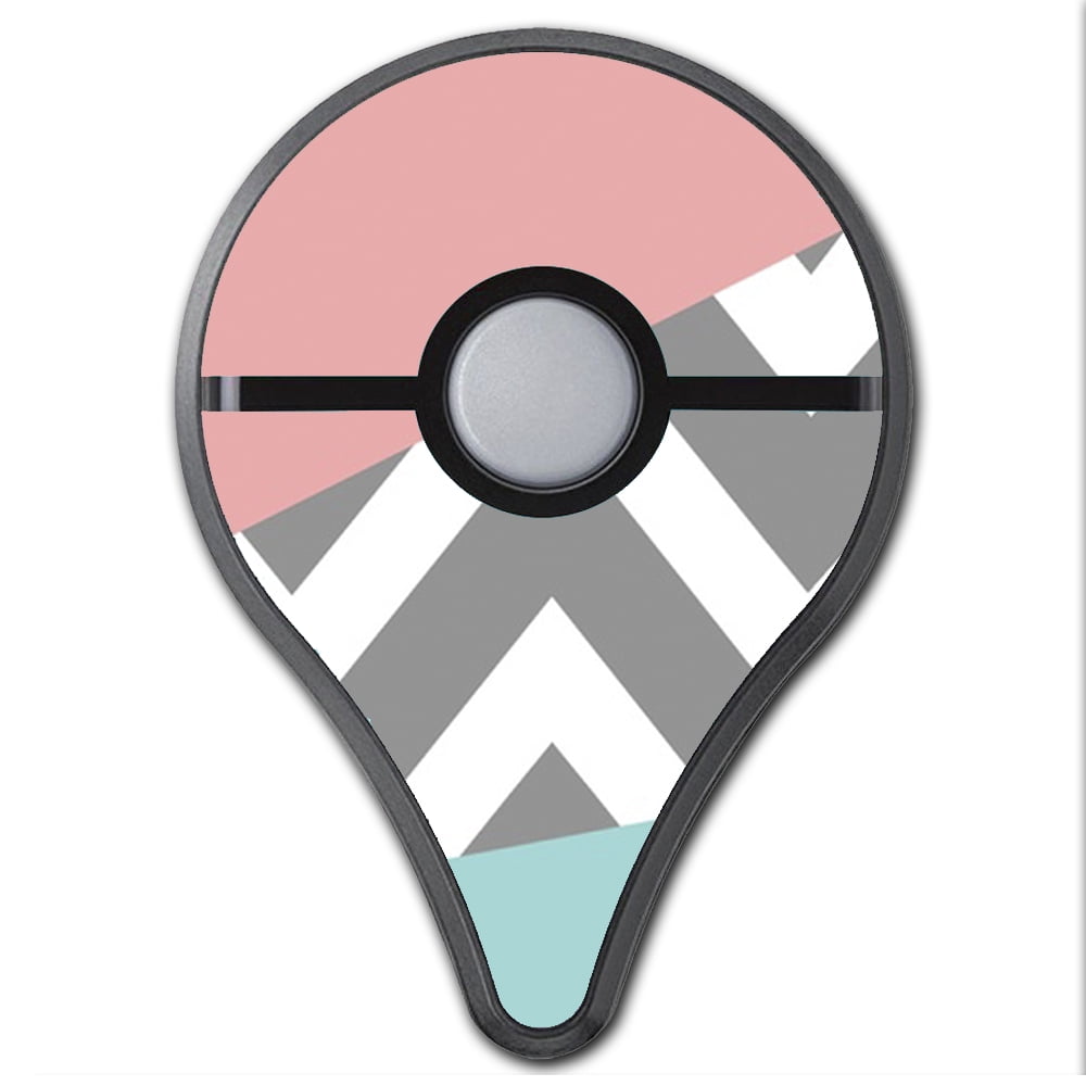 Skin Decal For Pokemon Go Plus (2-Pack) Cover / Pink Teal Gray Chevron ...