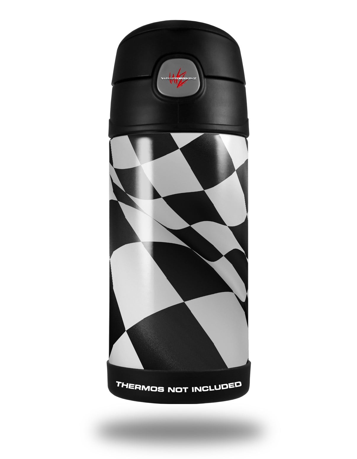 Skin Decal Wrap for Thermos Funtainer 12oz Bottle Checkered Racing Flag ...
