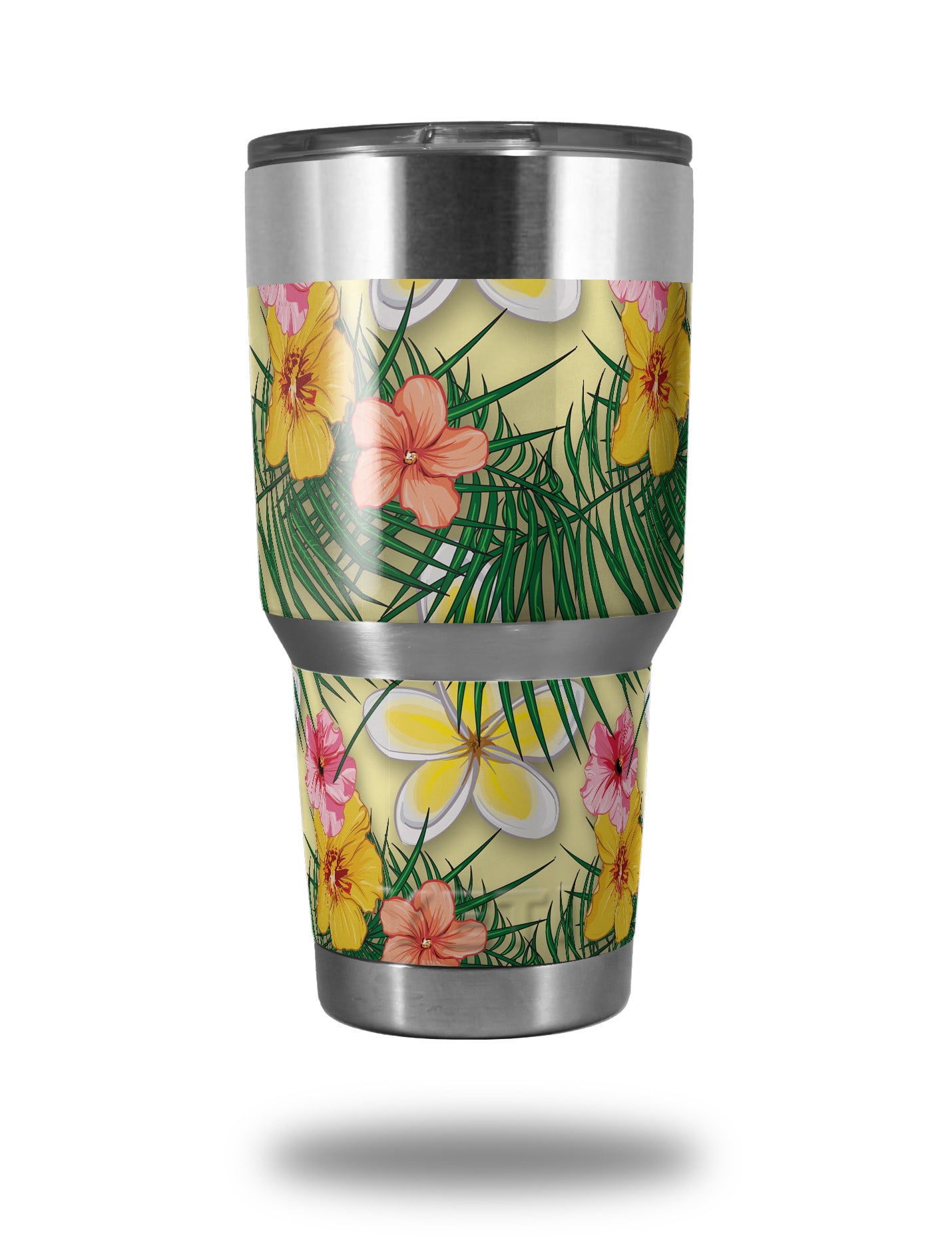 Skin Decal Wrap for Yeti Tumbler Rambler 30 oz Beach Flowers 02 Yellow ...