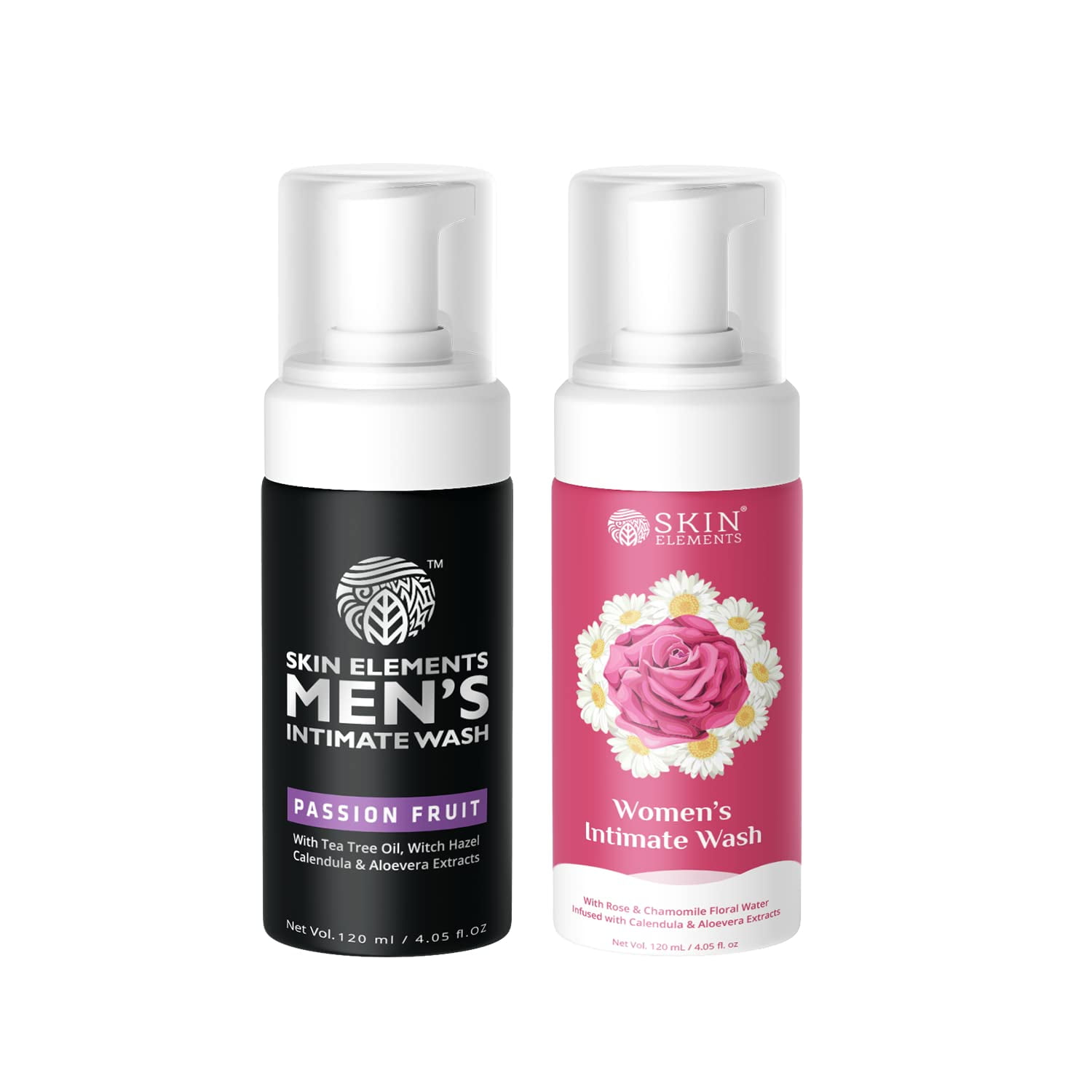 Skin Elements Men's Passion Fruit & Women's Intimate Wash Bundle | pH Balanced Foaming Hygiene ...