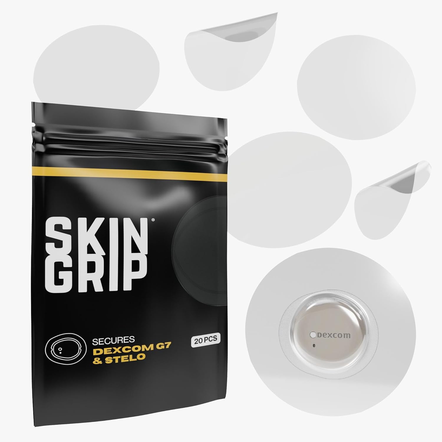 Skin Grip Adhesive Patches for Dexcom G7 & Stelo CGM – Waterproof ...