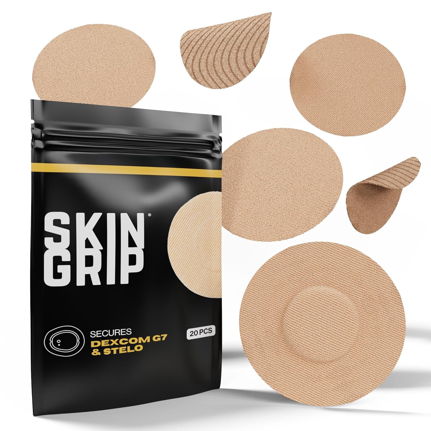 Skin Grip Adhesive Patches for Dexcom G7 & Stelo CGM – Waterproof ...