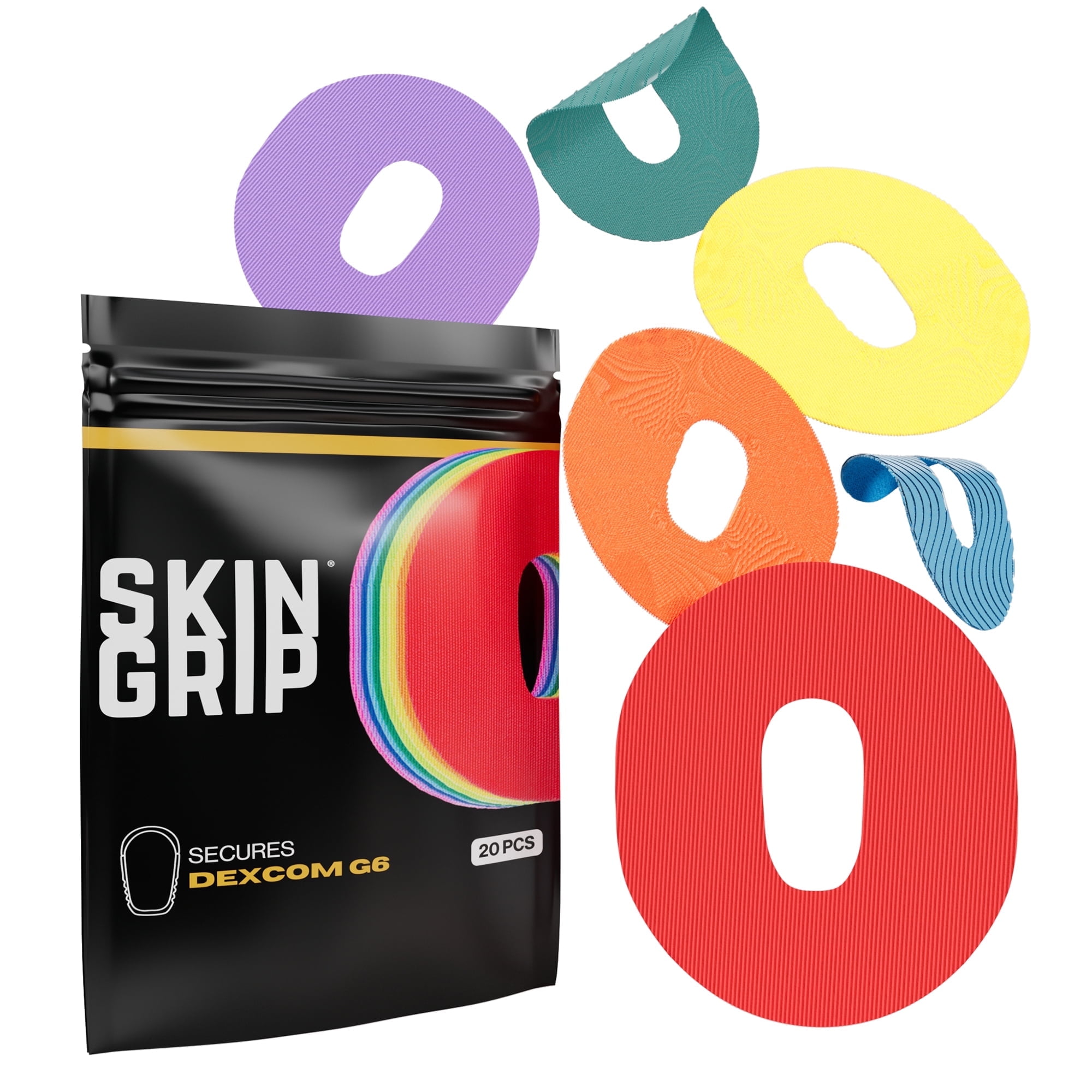 Skin Grip Dexcom G6 Patches - 20 Pack, Waterproof CGM Glucose Monitor ...