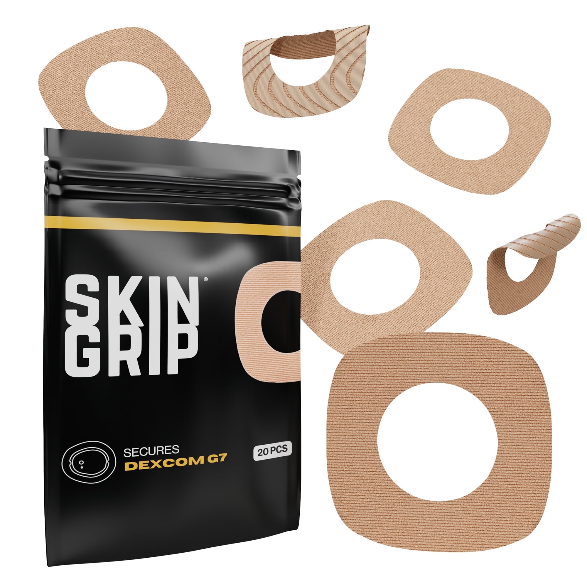 Skin Grip Dexcom G7 & Stelo Patches with Sensor Cut-Out Hole - 20 Pack ...