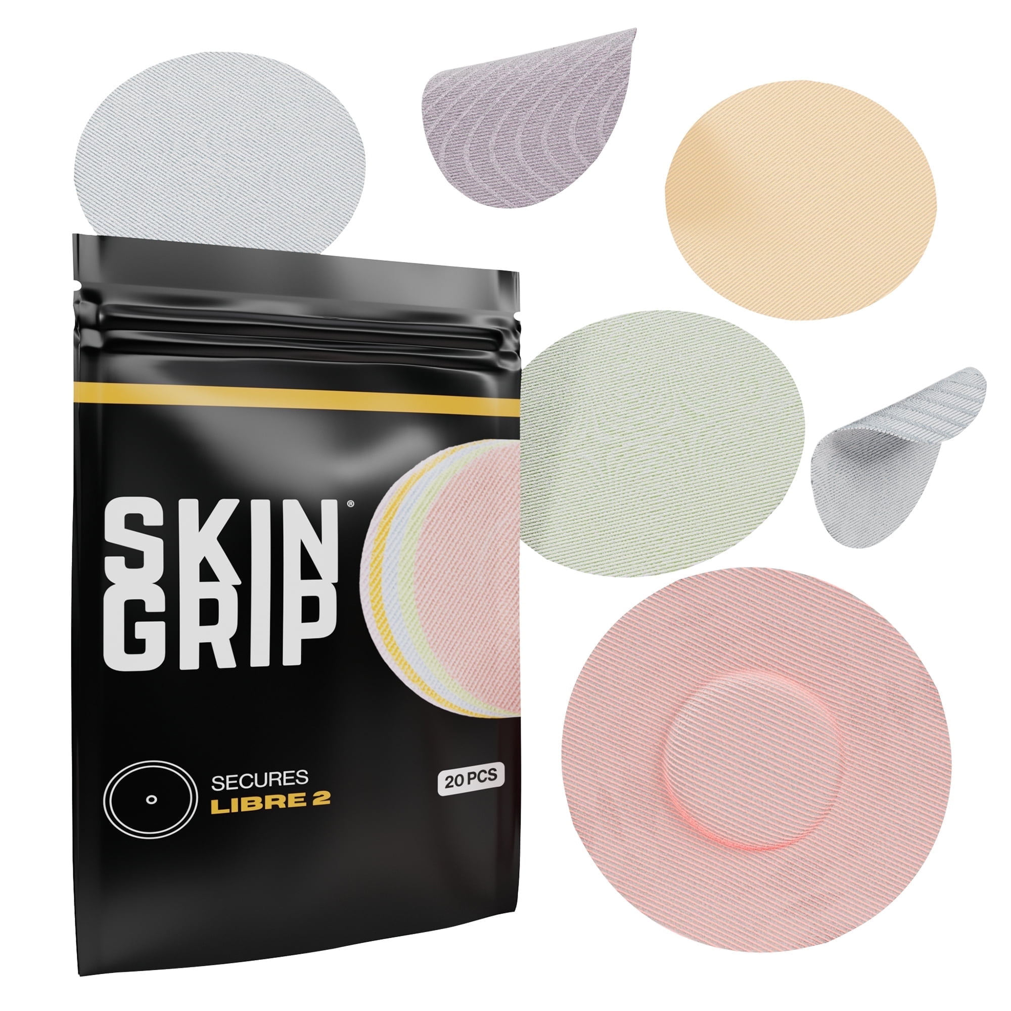 Skin Grip Freestyle Libre 2 & Lingo Patches - 20 Pack, Waterproof CGM ...